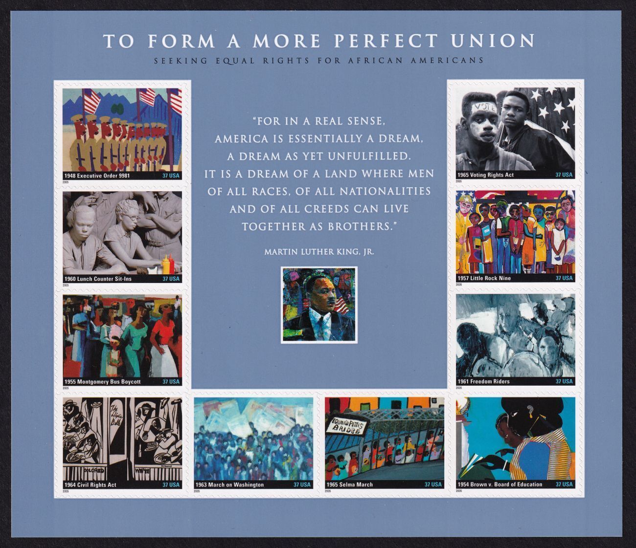 2005 Form A More Perfect Union Sc 3937a-j MNH sheet 10 different ...