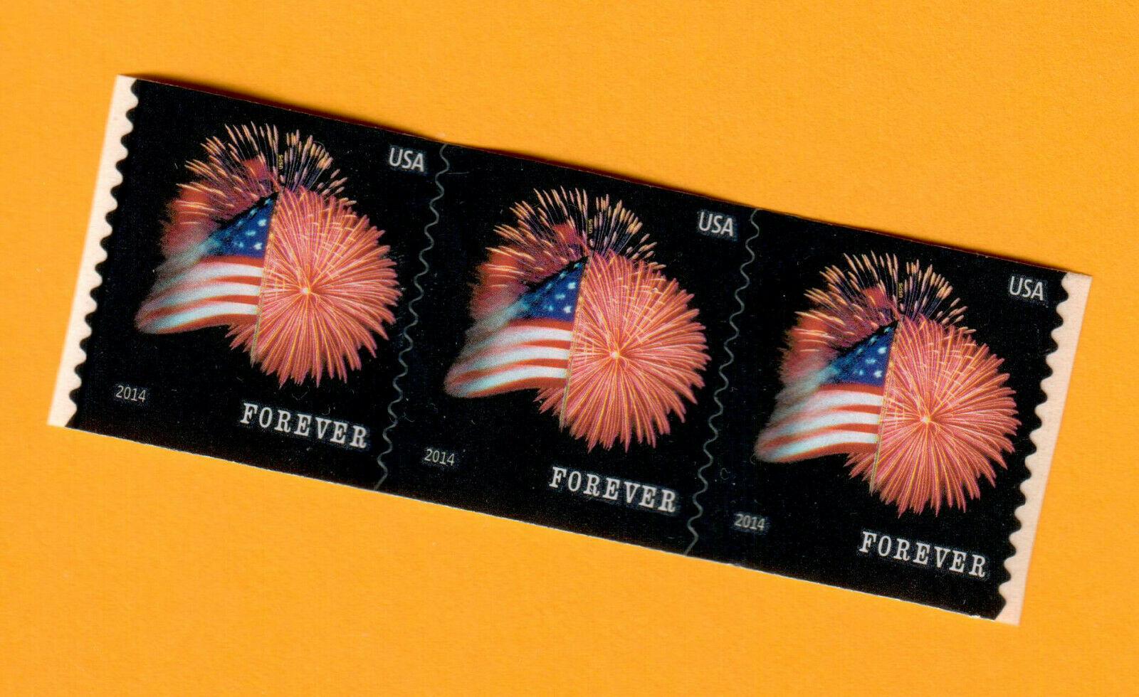 4868 Star-Spangled Banner forever coil strip of 3 SSP (3 stamps) MNH ...