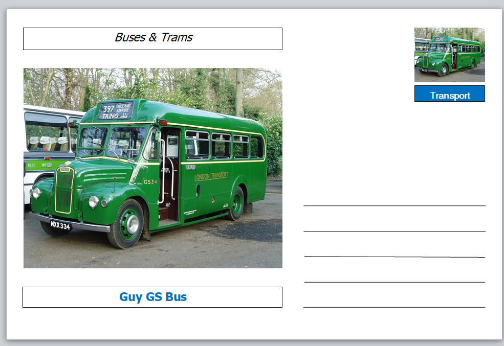Buses & Trams - Guy GS Bus souvenir postcard mint | Great Britain ...