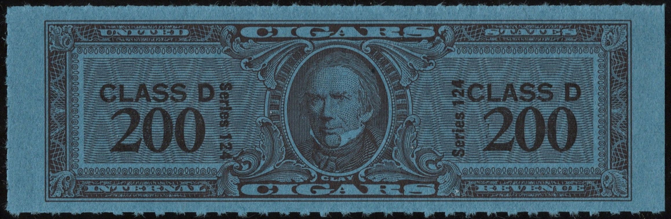 TC2552a Series 124: Class D Cigar Revenue Stamp: 200 Cigars (1954) NGAI ...