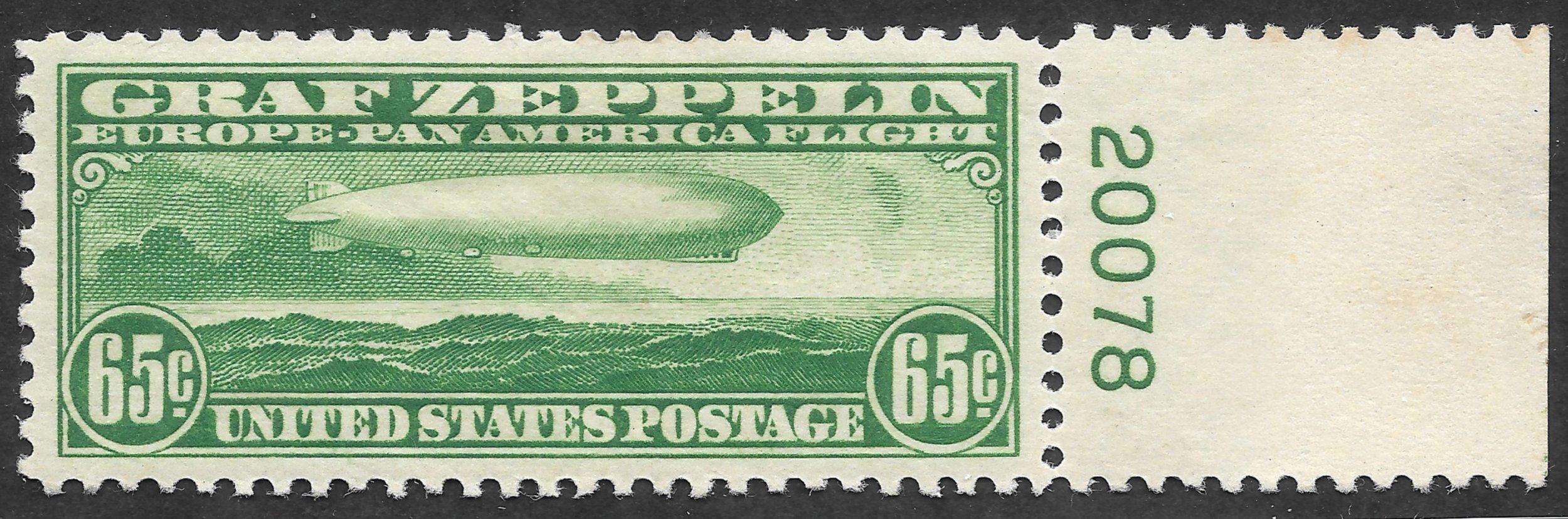 MH 1930 65c Zeppein Airmail Stamp Scott #C13* PSAG Grade 98 Cert ...