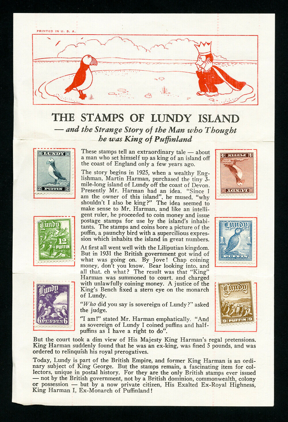 Lundy Island Stamps Special Folder | Great Britain, Stamp / HipStamp