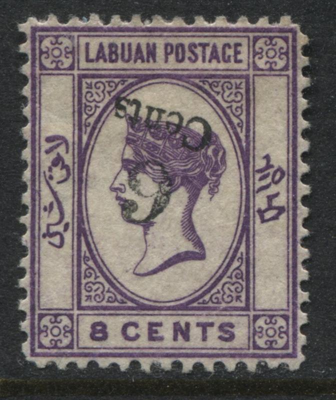 Labuan QV 1891 8 cents dark violet with Inverted Surcharge mint o.g ...