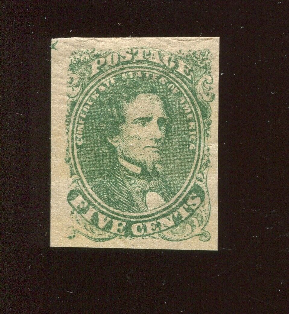 Confederate States 1 Mint Stamp with Rare 'X' in Gutter Variety 1-1-i1 ...