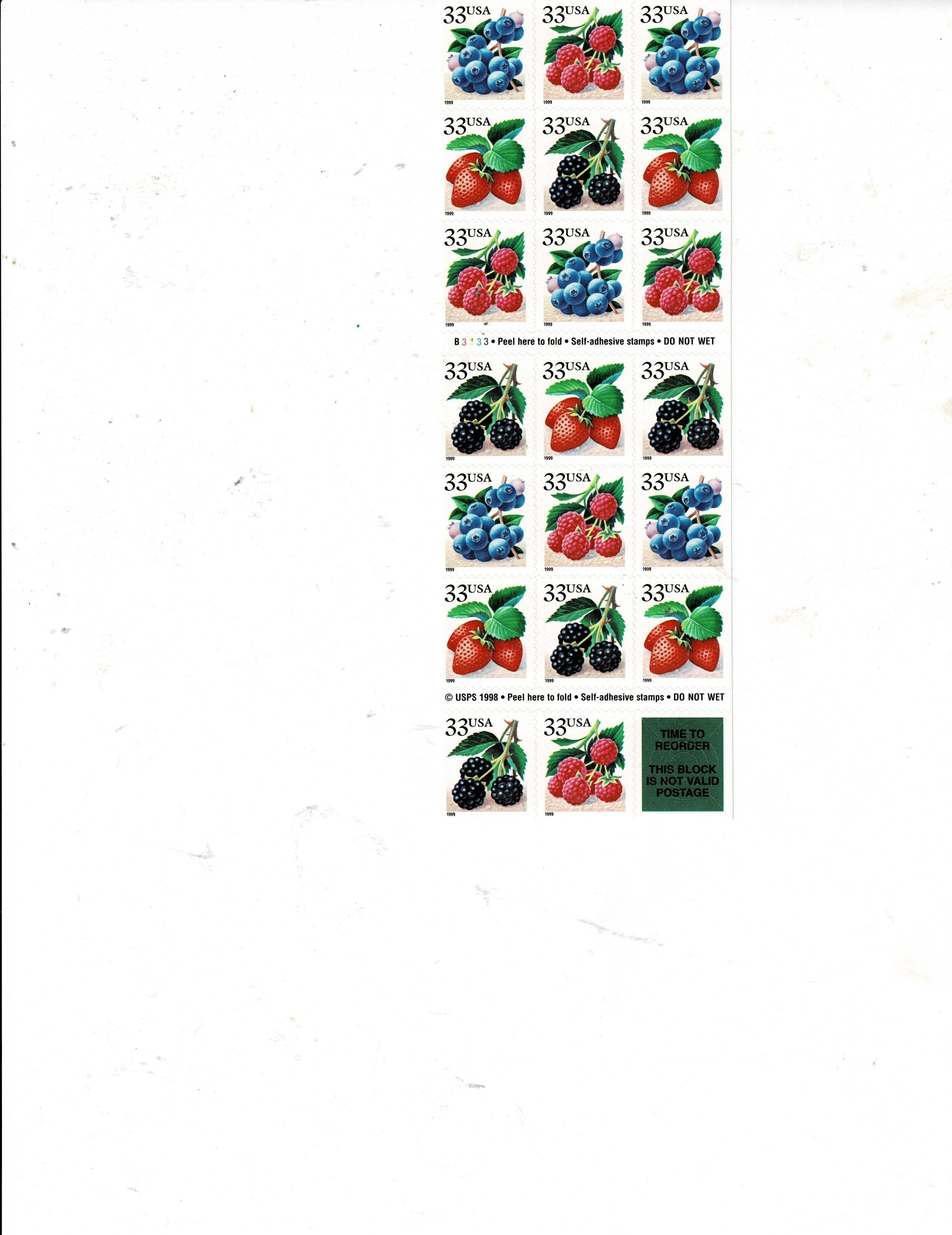 Fruit and Berries 33c US Postage Booklet #3294-97a VF MNH | United ...