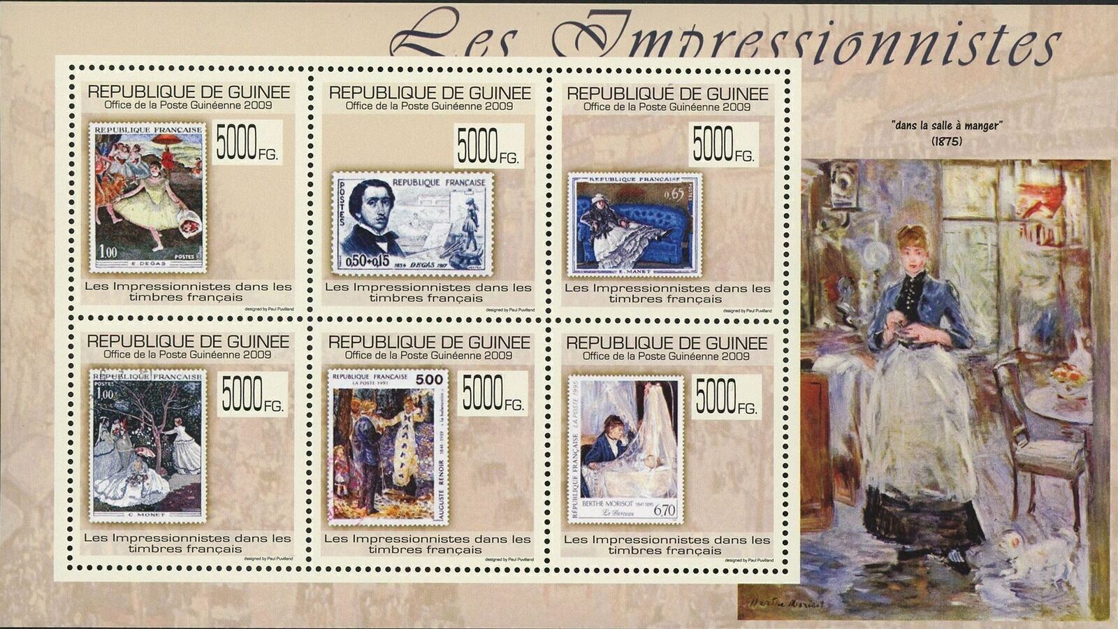 Impressionists Stamp Painter Art France Artist Souvenir Sheet of 6 MNH ...