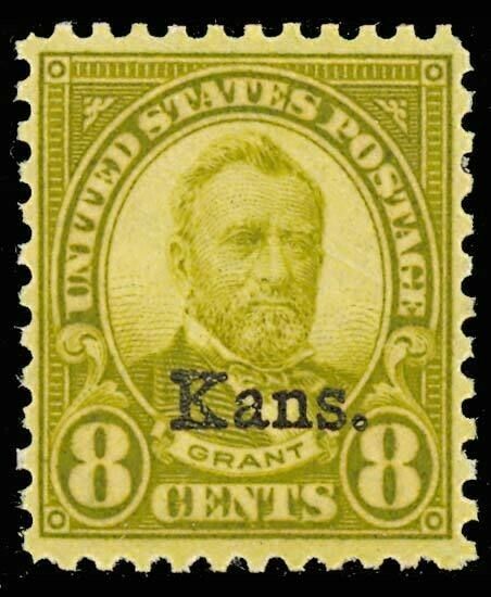 666, Mint NH - 8c Kans Overprint - XF-SUPERB GEM QUALITY! Cat $145.00 ...