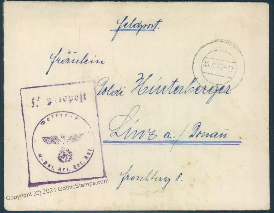 Waffen SS 3rd Reich Pol Art Abt WWII Feldpost Cover G48067 | Worldwide ...