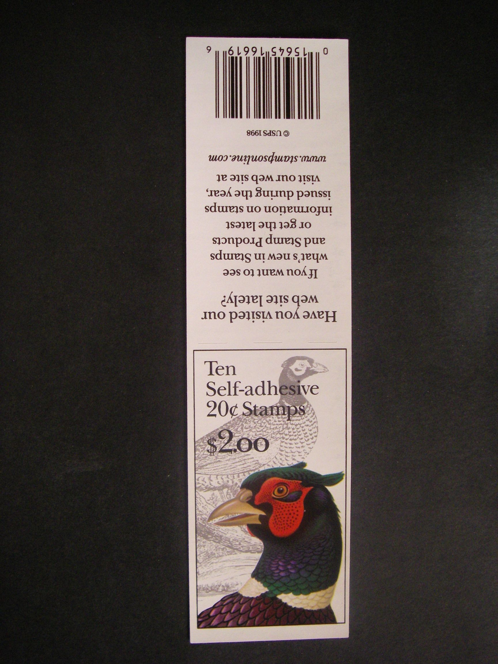 Scott 3050c, 20c Pheasant, Booklet pane of 10, #V2332, MNH Beauty, CV ...