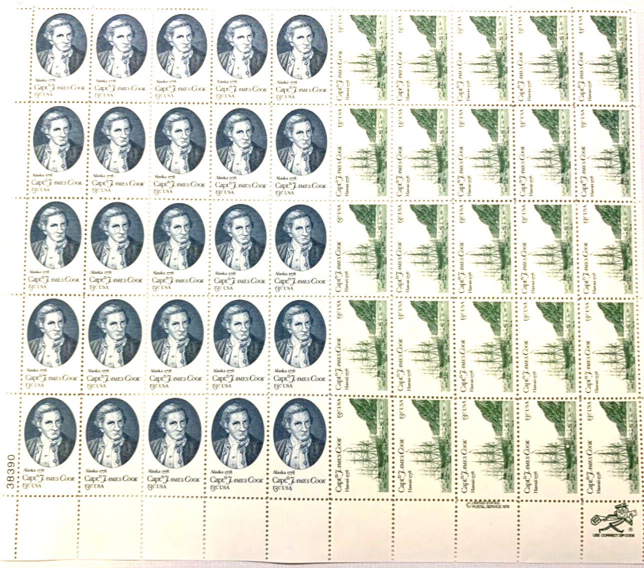 US Scott 1732-33 Captain Cook 13 Cent Sheet MNH | United States ...