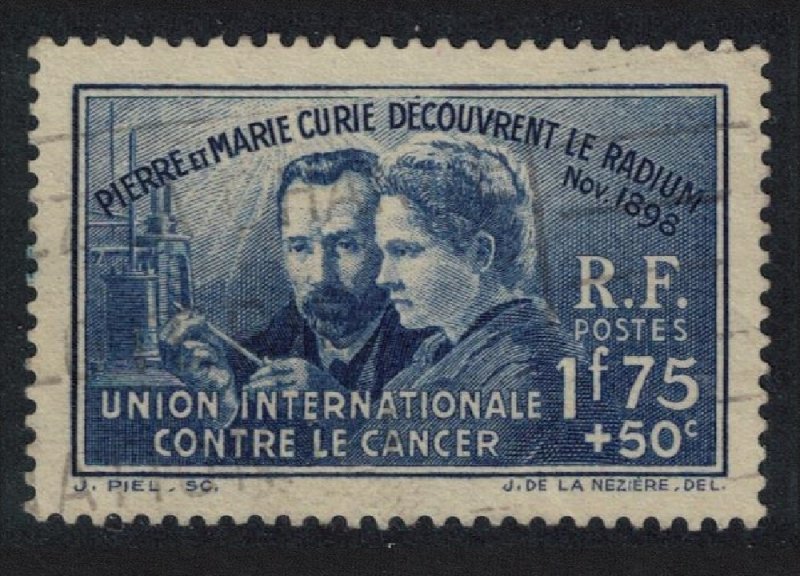 France Pierre and Marie Curie Discovery of Radium 1938 Canc SG#617 ...