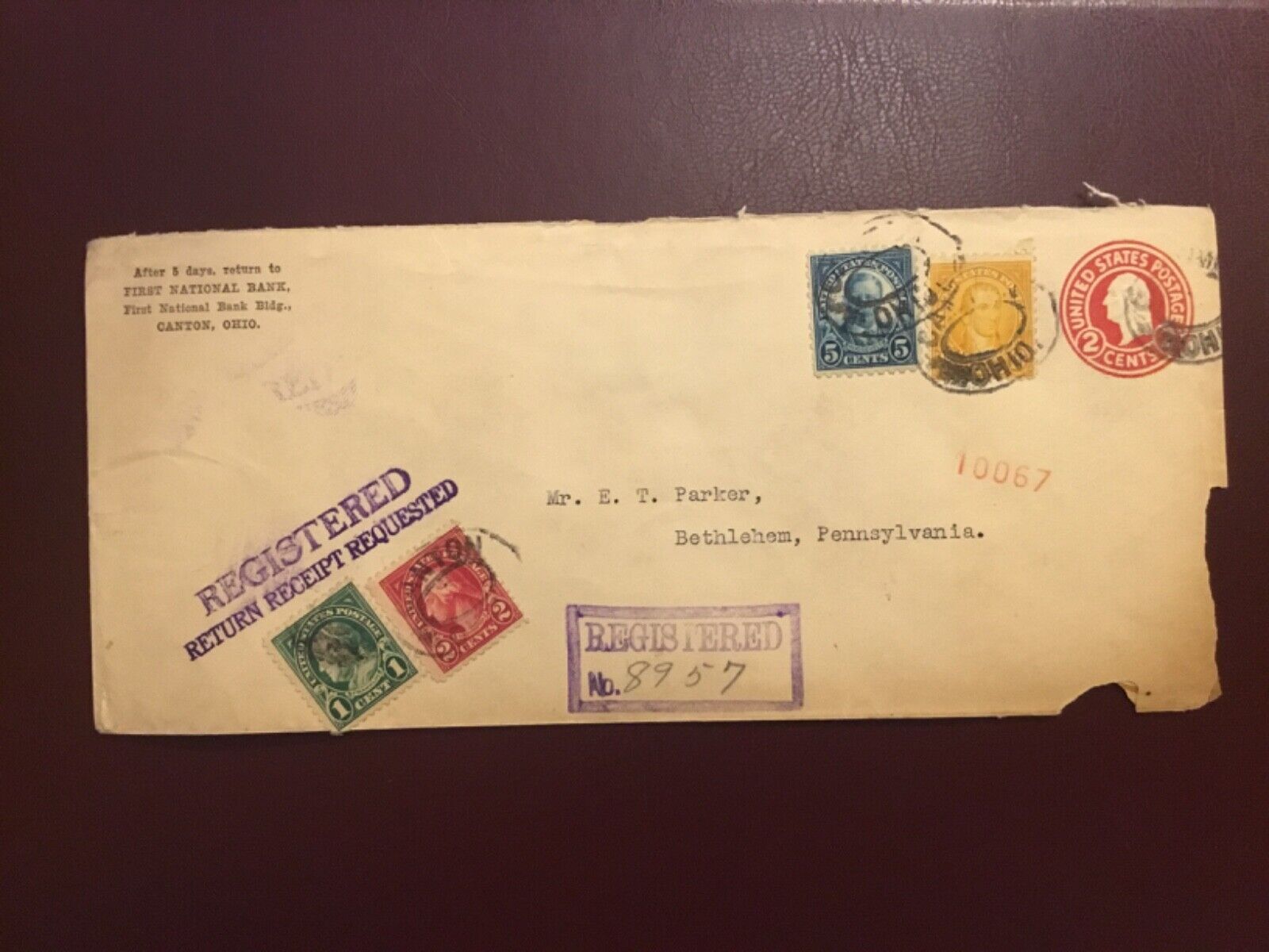ICOLLECTZONE US 1927 Registered RtReceipt Requested Interesting ...