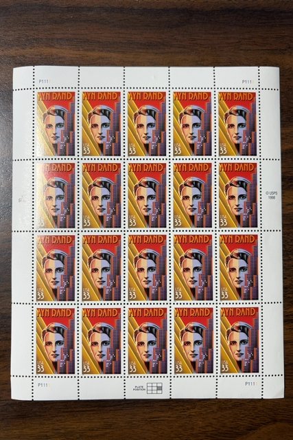 Scott 3308 33c Ayn Rand Mint Sheet NH Cat $13 | United States, General ...