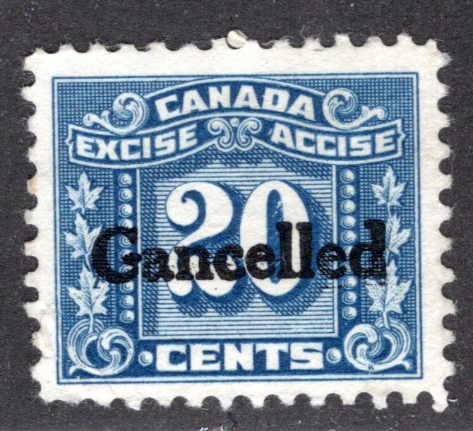FX76, Canada, Excise, 20c, Playing Card Precancel, "GANCELLED" Freak ...