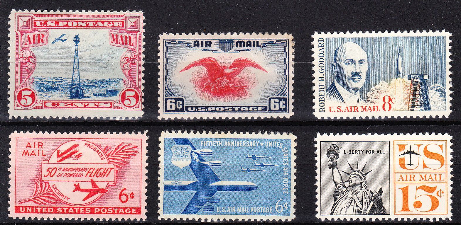MOstamps - US Unused OG Airmails - HR and some flaws (6 stamps) - Lot ...