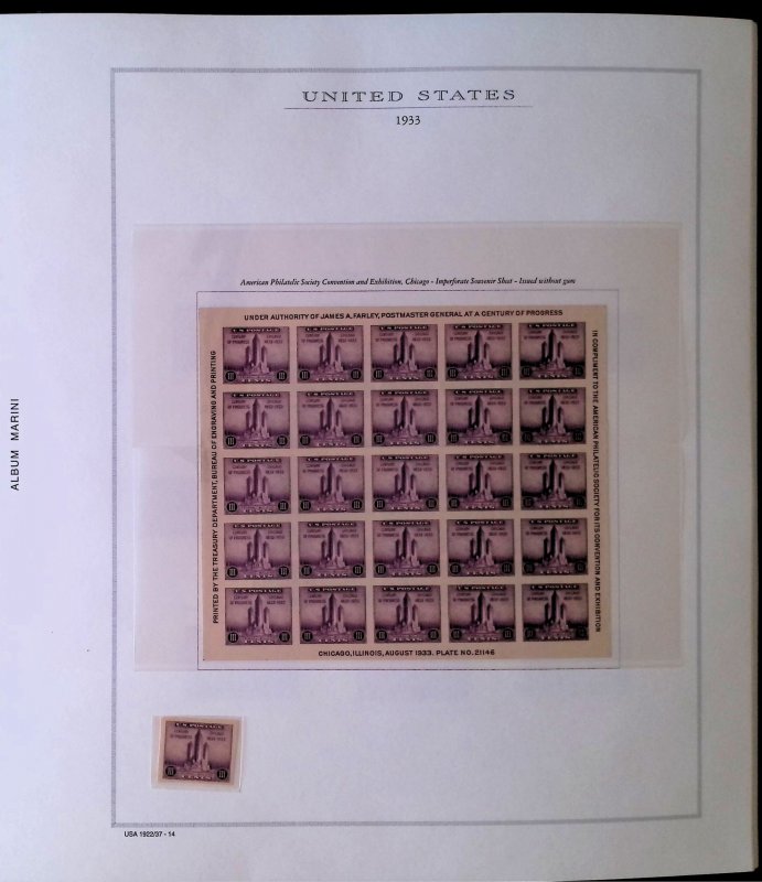 USA 1932-1982 Full Collection in 2 Hingeless Marini Albums w/ Cassette ...