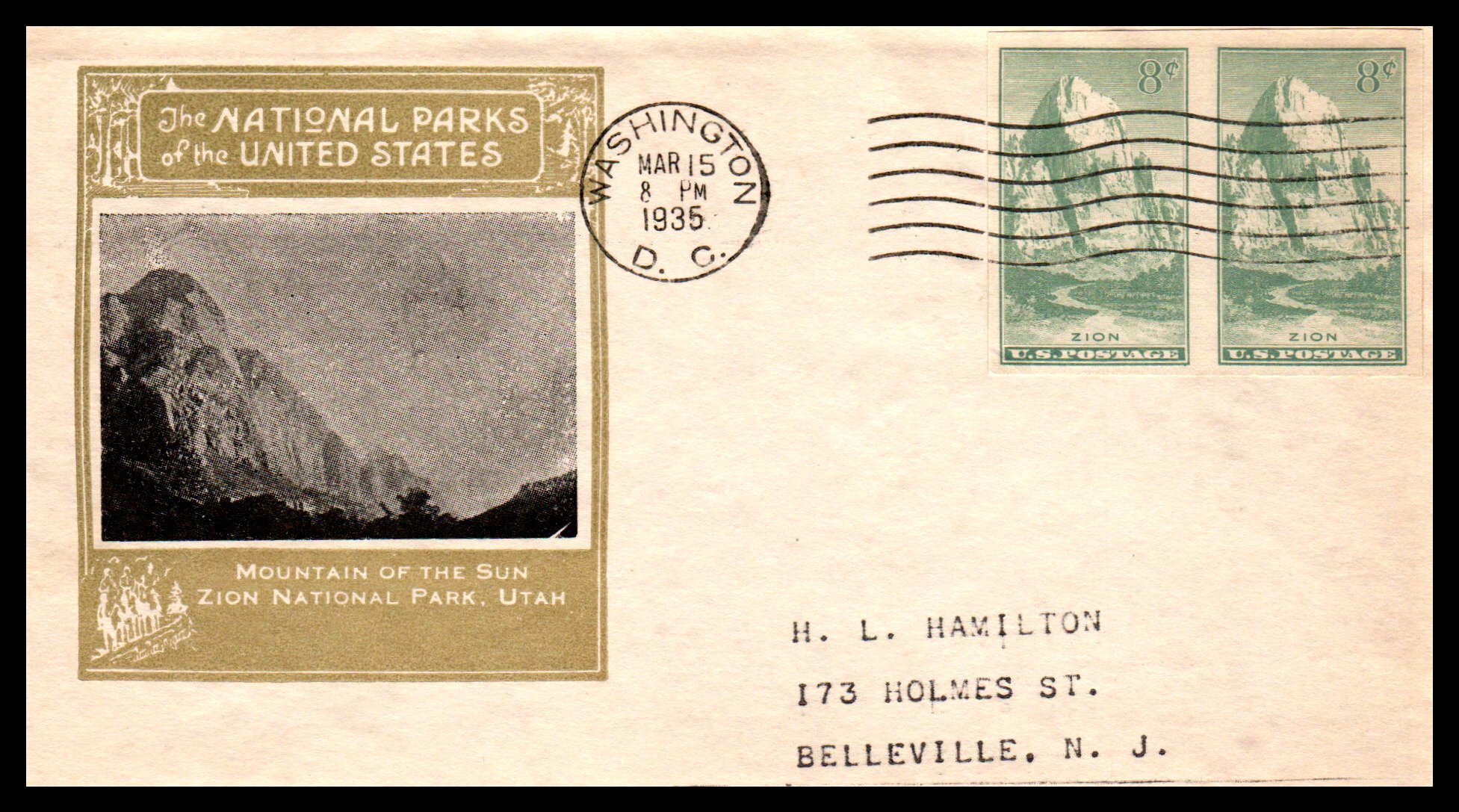 US 763 Zion National Park Imperf Ioor Typed FDC | United States ...