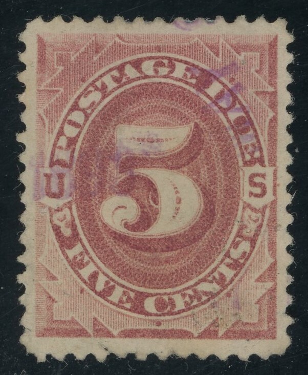 USA J25 - 5 cent light claret - XF Appearing Used faint violet cancel ...