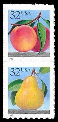 PCBstamps US #2493/2494b Bk Pair 64c(2x32c)Peaches & Pears, MNH, (51 ...