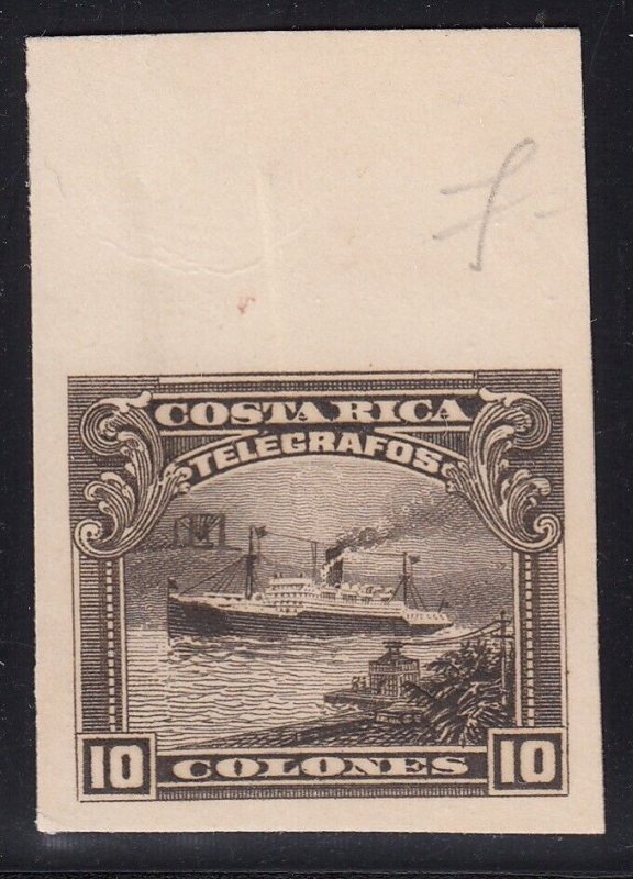 Costa Rica 1910 10col Brown Ship Telegraph ABNC Marginal Plate Proof ...