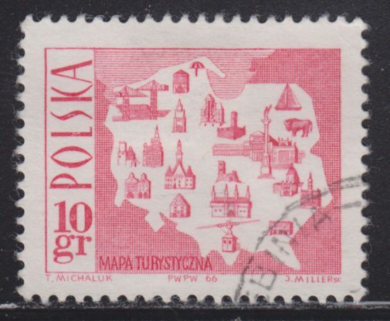 Poland 1439 Map Showing Tourist Attractions 1966 | Europe - Poland ...