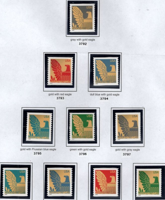 US #3792 - 3801 SUPERB mint never hinged, rare mint singles, tough to ...