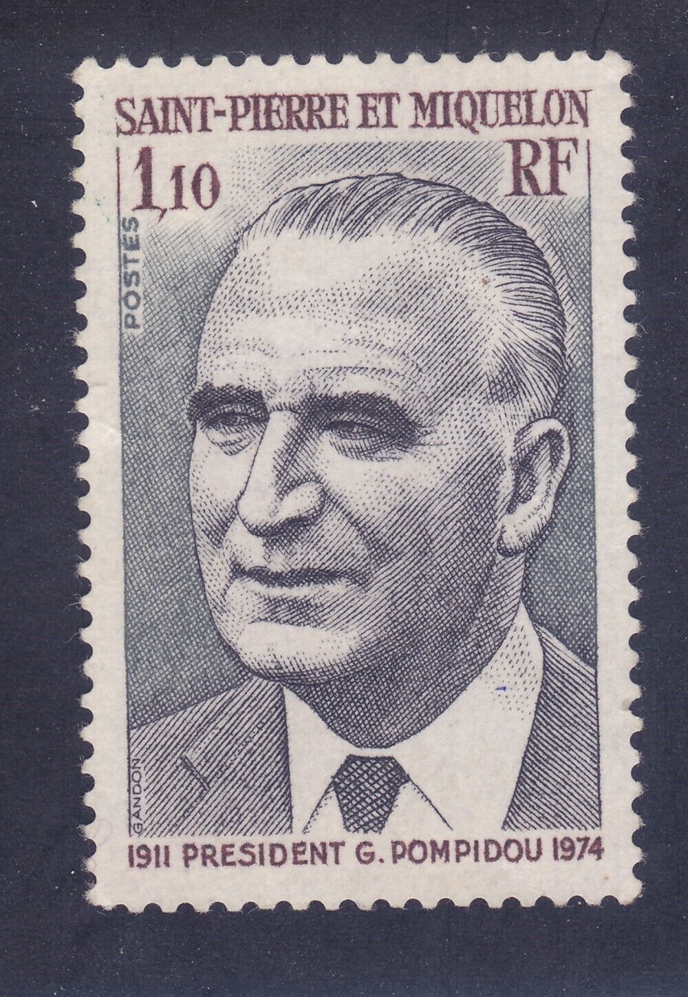 St Pierre & Miquelon 446 MNH 1976 Georges Pompidou President of France ...