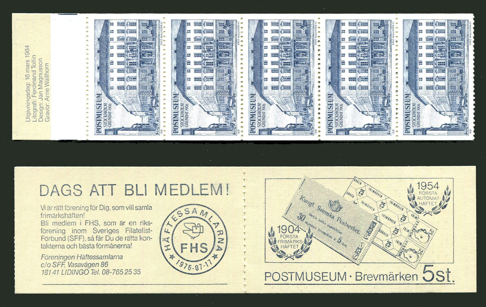 Sweden - Postal Museum Booklet - 1984 | Europe - Sweden, Booklets Stamp ...