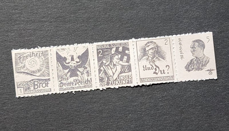 WW2 WWII German Third Reich NSDAP Nazi Germany Adolf Hitler ++ 5 Stamps ...