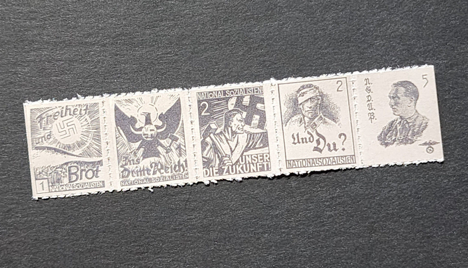 WW2 WWII German Third Reich NSDAP Nazi Germany Adolf Hitler ++ 5 Stamps ...