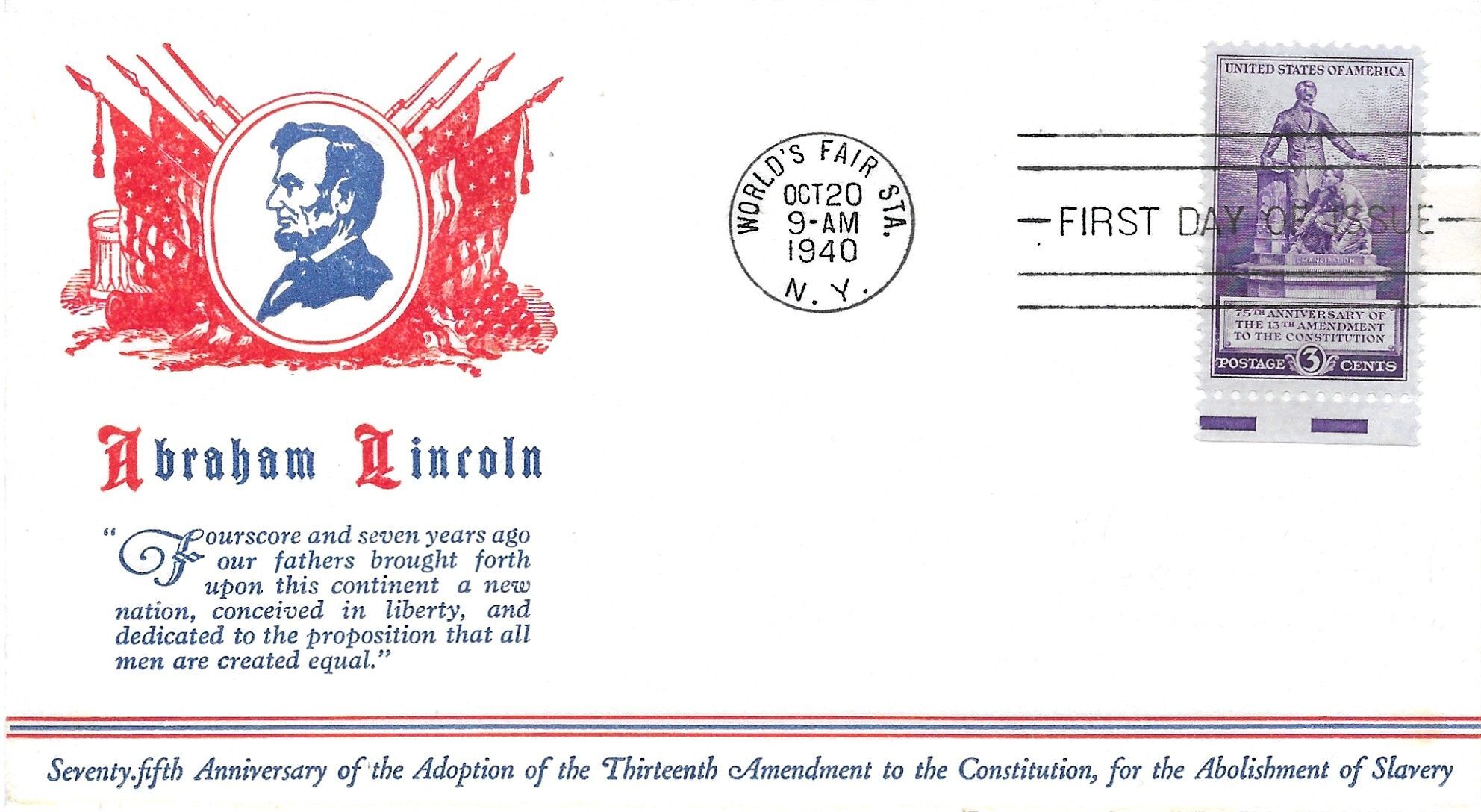 1940 FDC, #902, 3c Thirteenth Amendment, Linprint | United States ...
