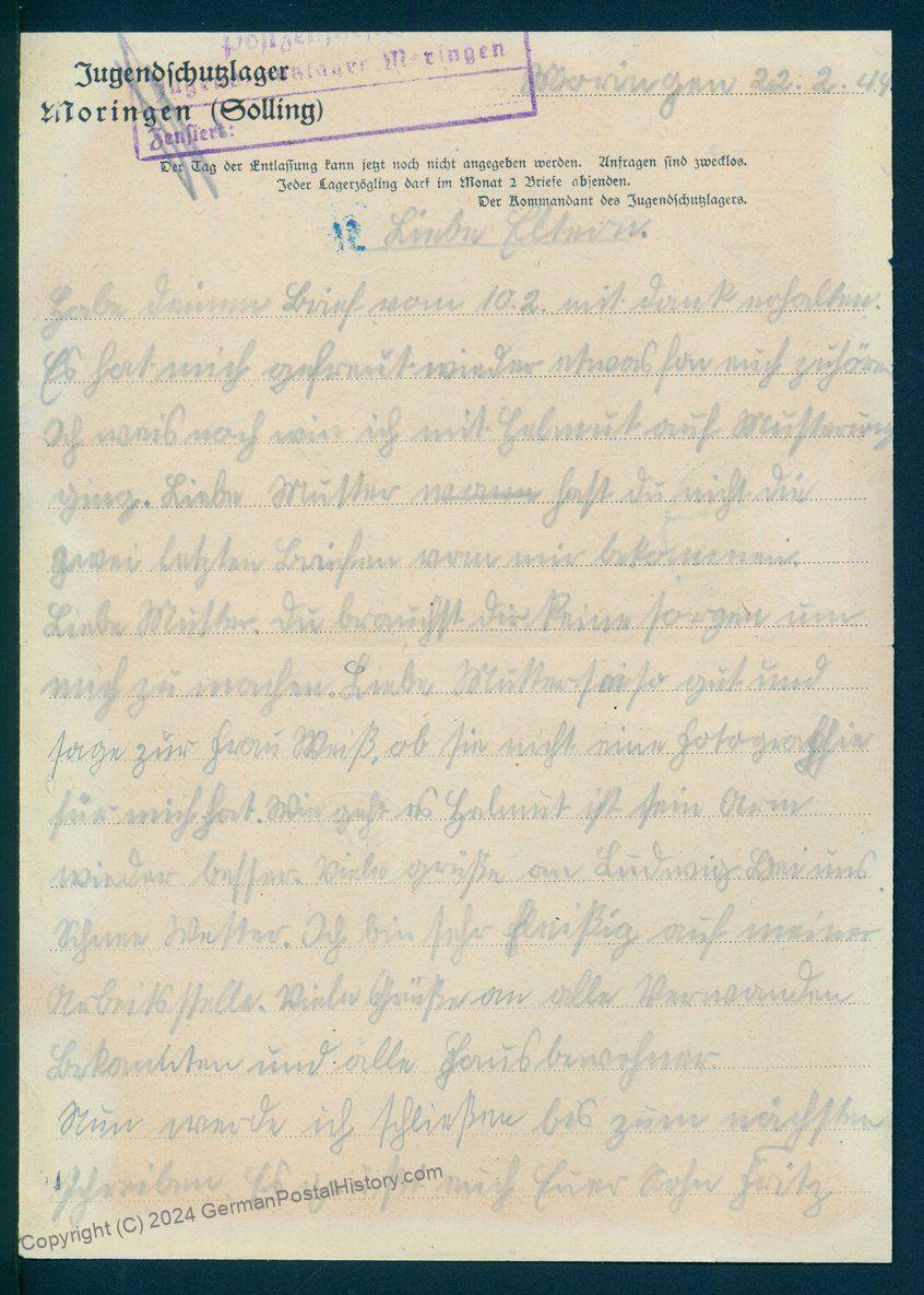 3rd Reich Germany 1943 Concentration Camp KL MORINGEN Teen Juvie Inmate ...