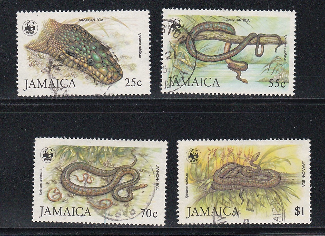 Jamaica # 591-594, WWF, Jamaican Boa Constrictors, Used, 1/2 Cat ...