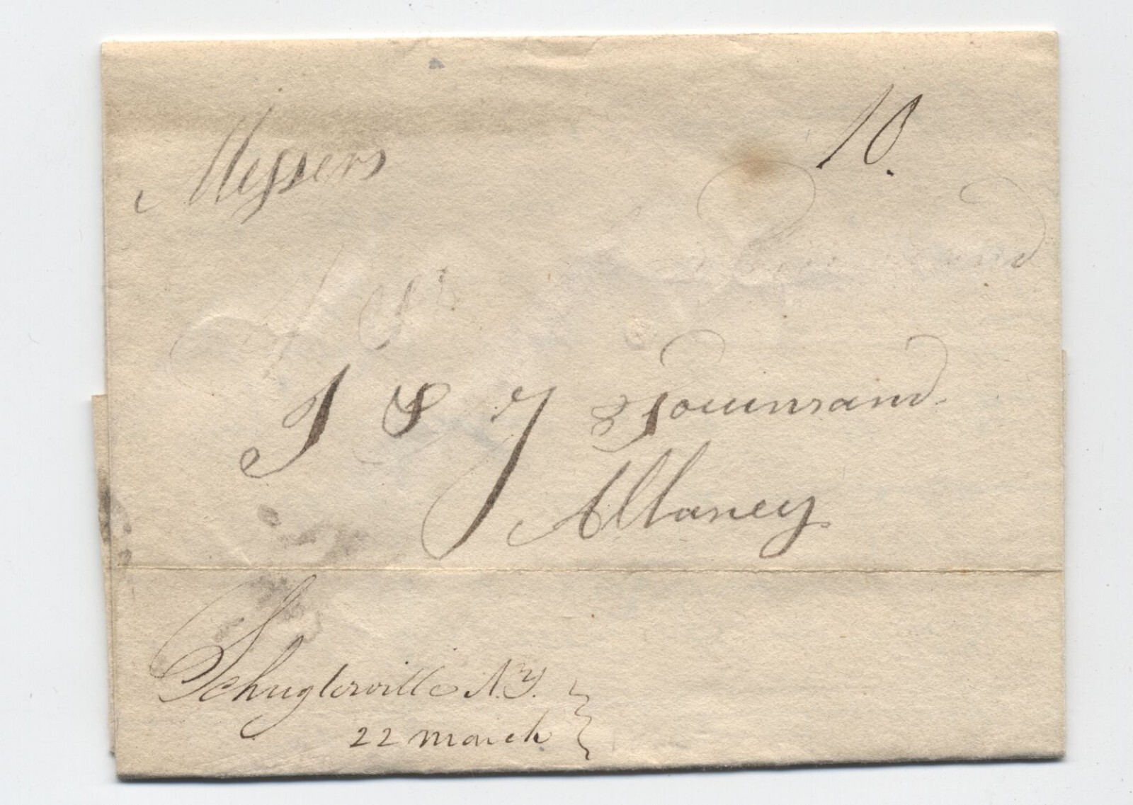 1824 Schuylersville NY manuscript stampless folded letter [k.918 ...