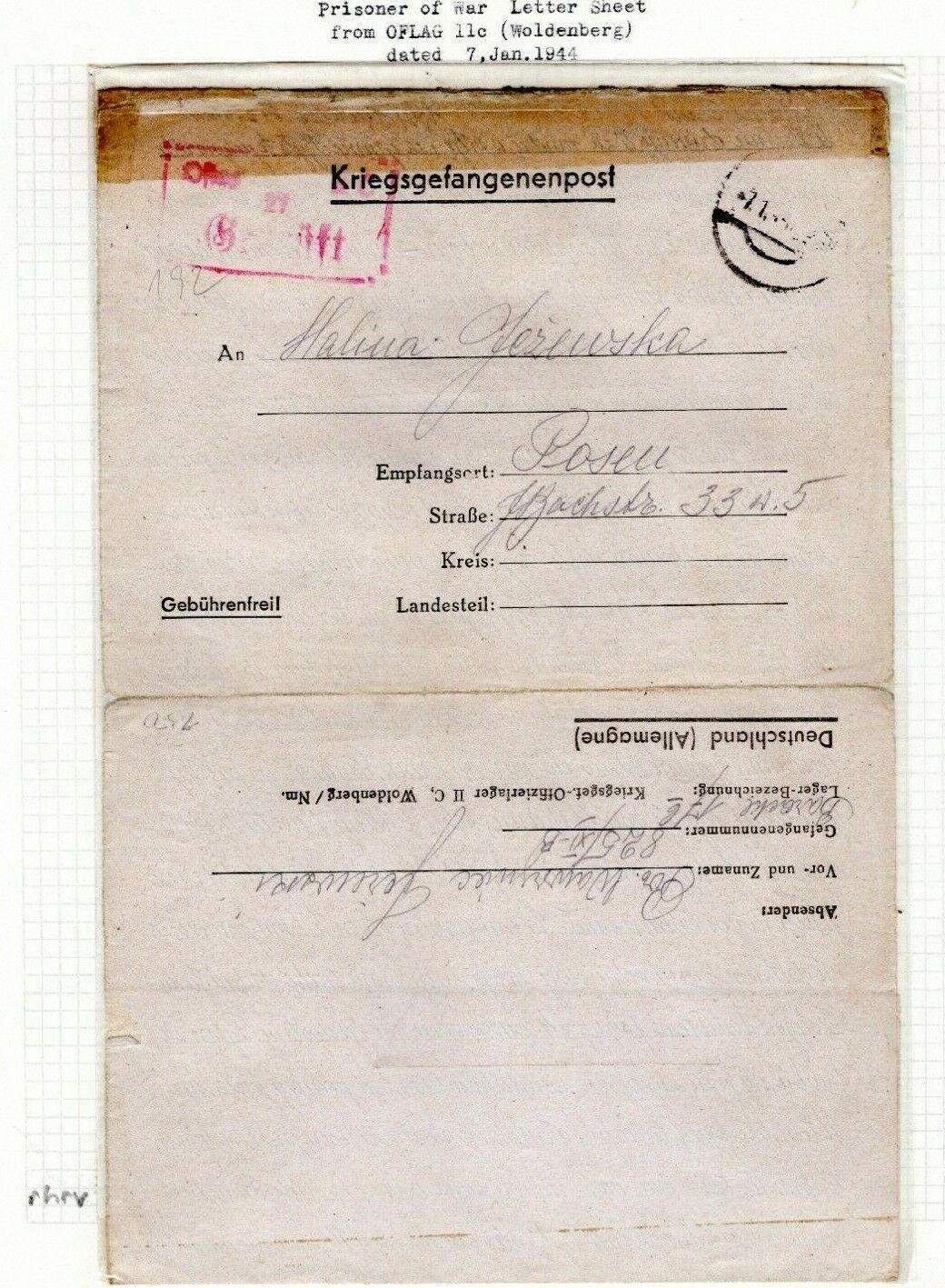 POLAND Germany Occupation WW2 Cover POW/CONCENTRATION CAMP WOLDENBERG ...