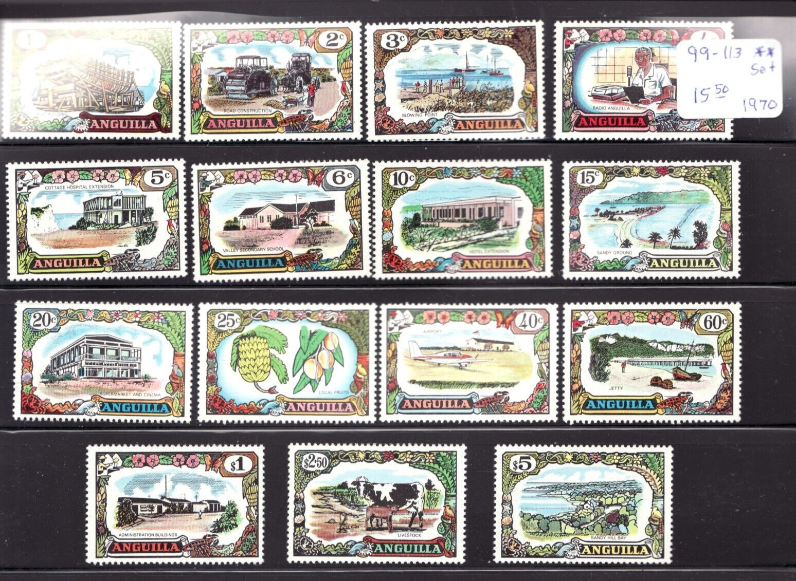 1970 Anguilla Sc# 99-113 - QEII Definitive postage stamp set - MNH Cv ...