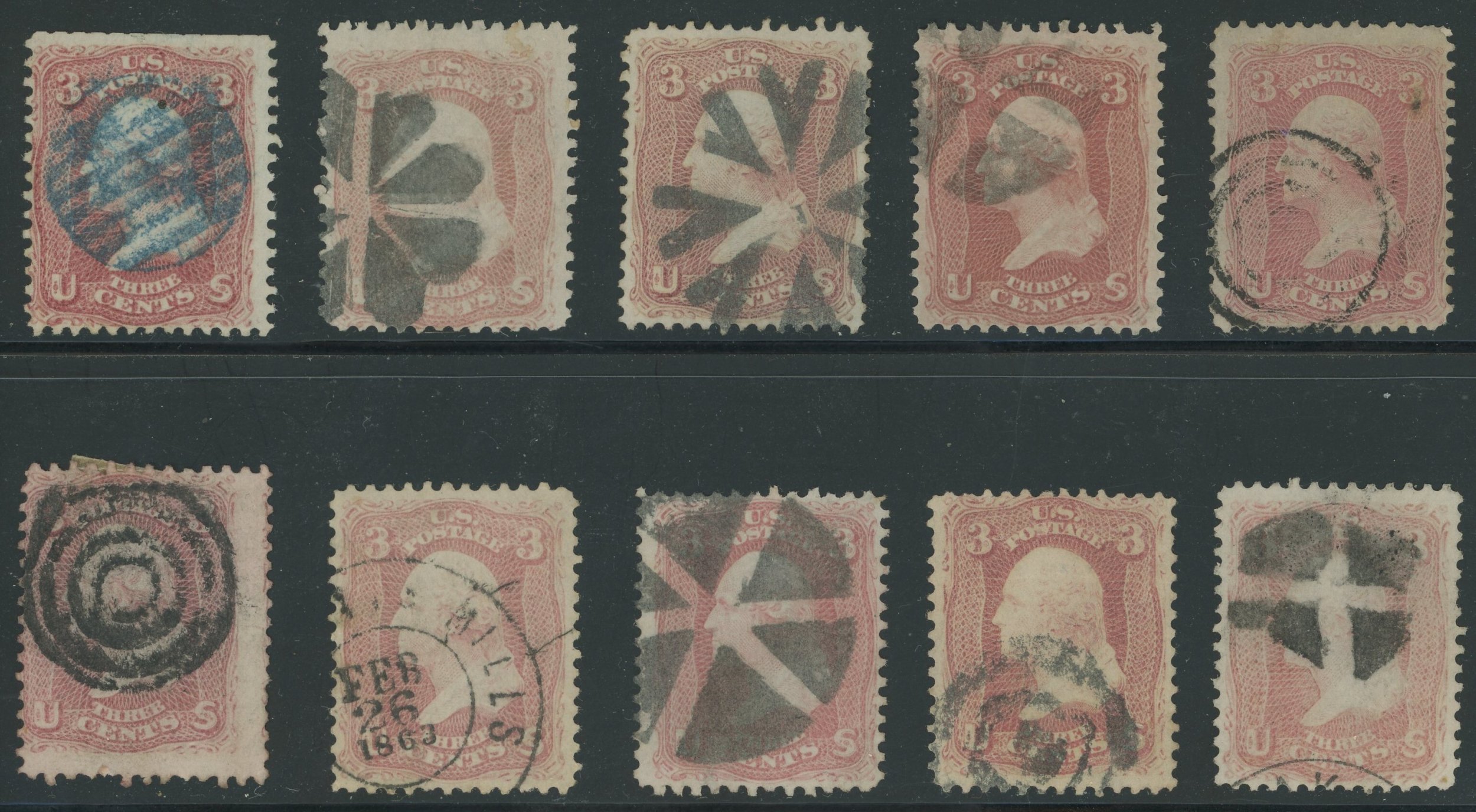 USA Group of 10 x 65 used fancy cancels | United States, General Issue ...