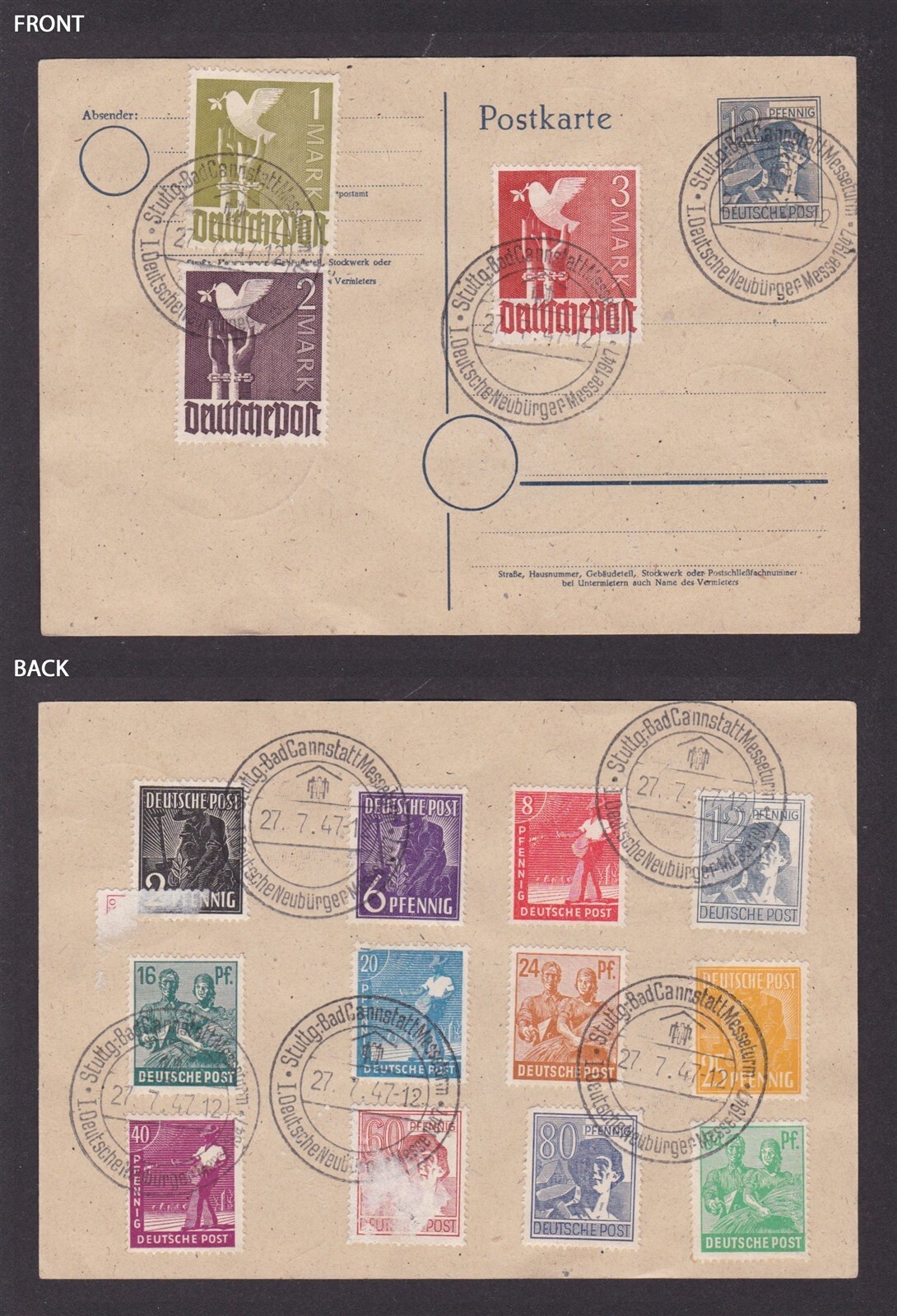 GERMANY 1947 Soviet zone, Stamped postcard Mi #943-962 (part set ...