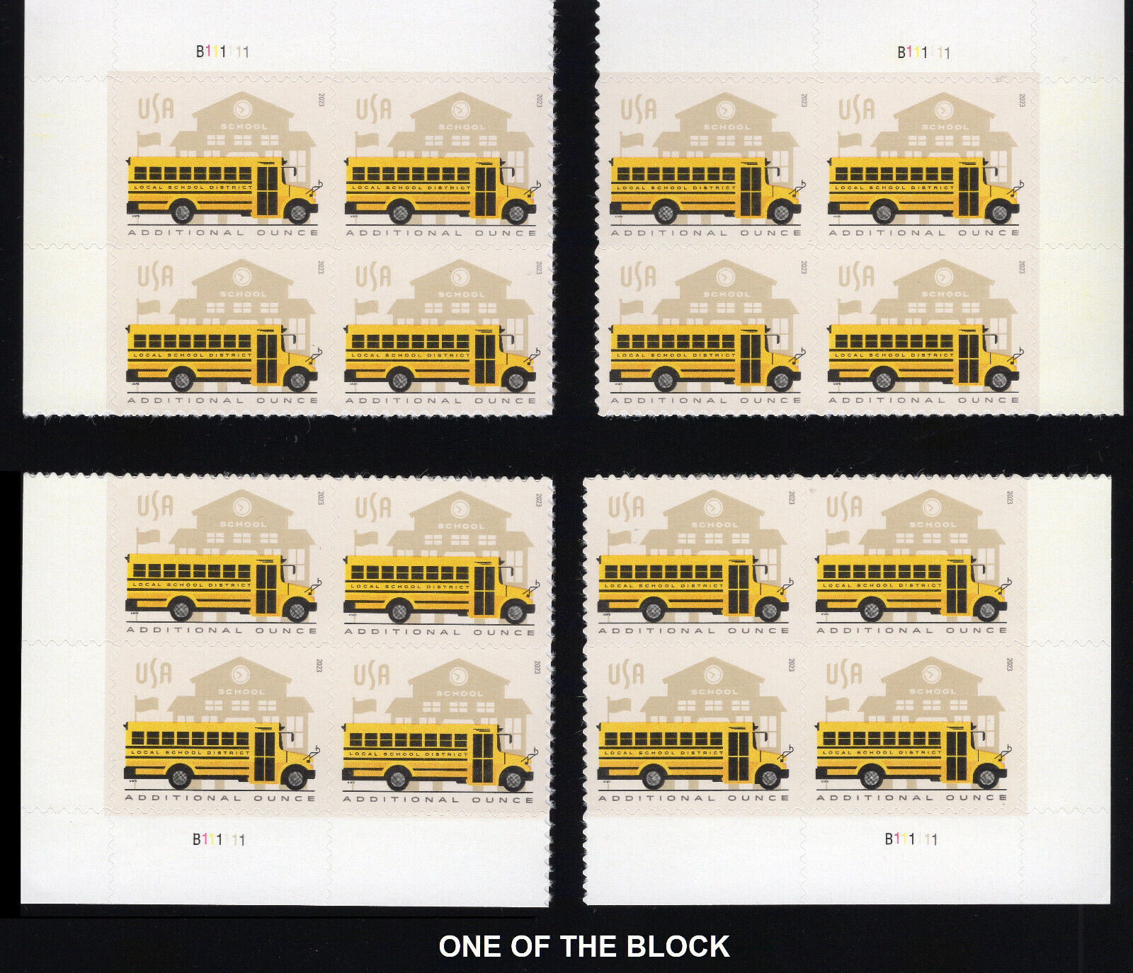 2023 US Stamp - School Bus - Plate Block of 4 - Scott# 5740 | United ...
