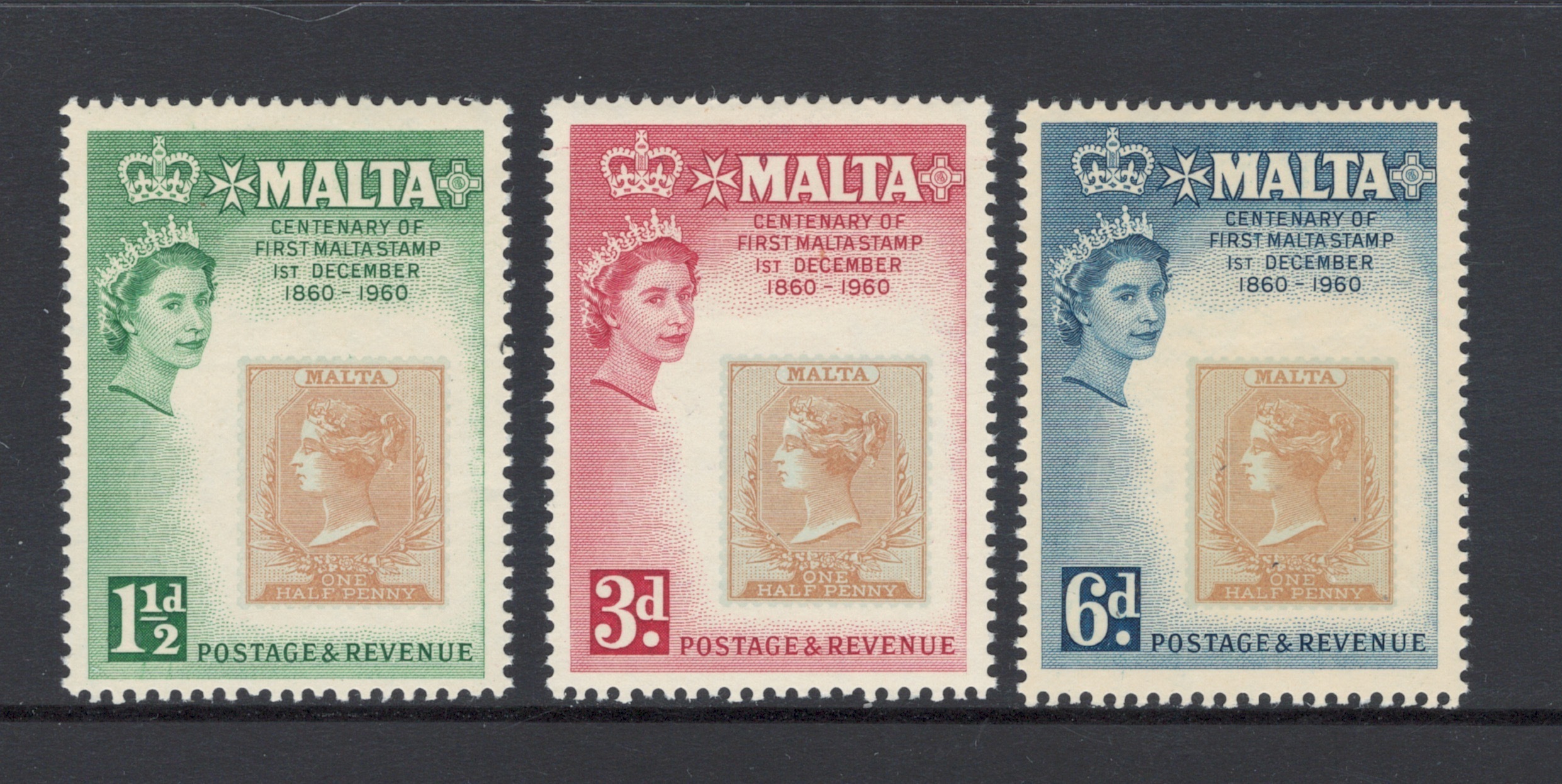 Malta 1960 Centenary of Malta's First Postage Stamp Scott # 281 - 283 MH | Europe - Malta ...