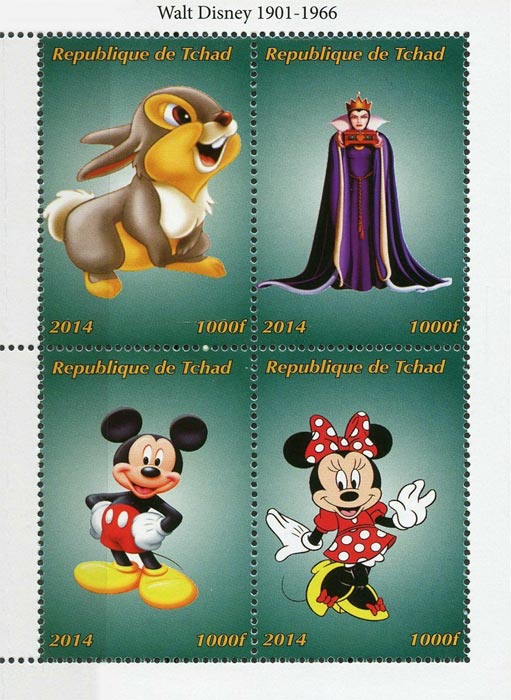 Chad 2014 Walt Disney Thumper Minnie Mickey Mouse Cartoons 4v Mint S/S ...