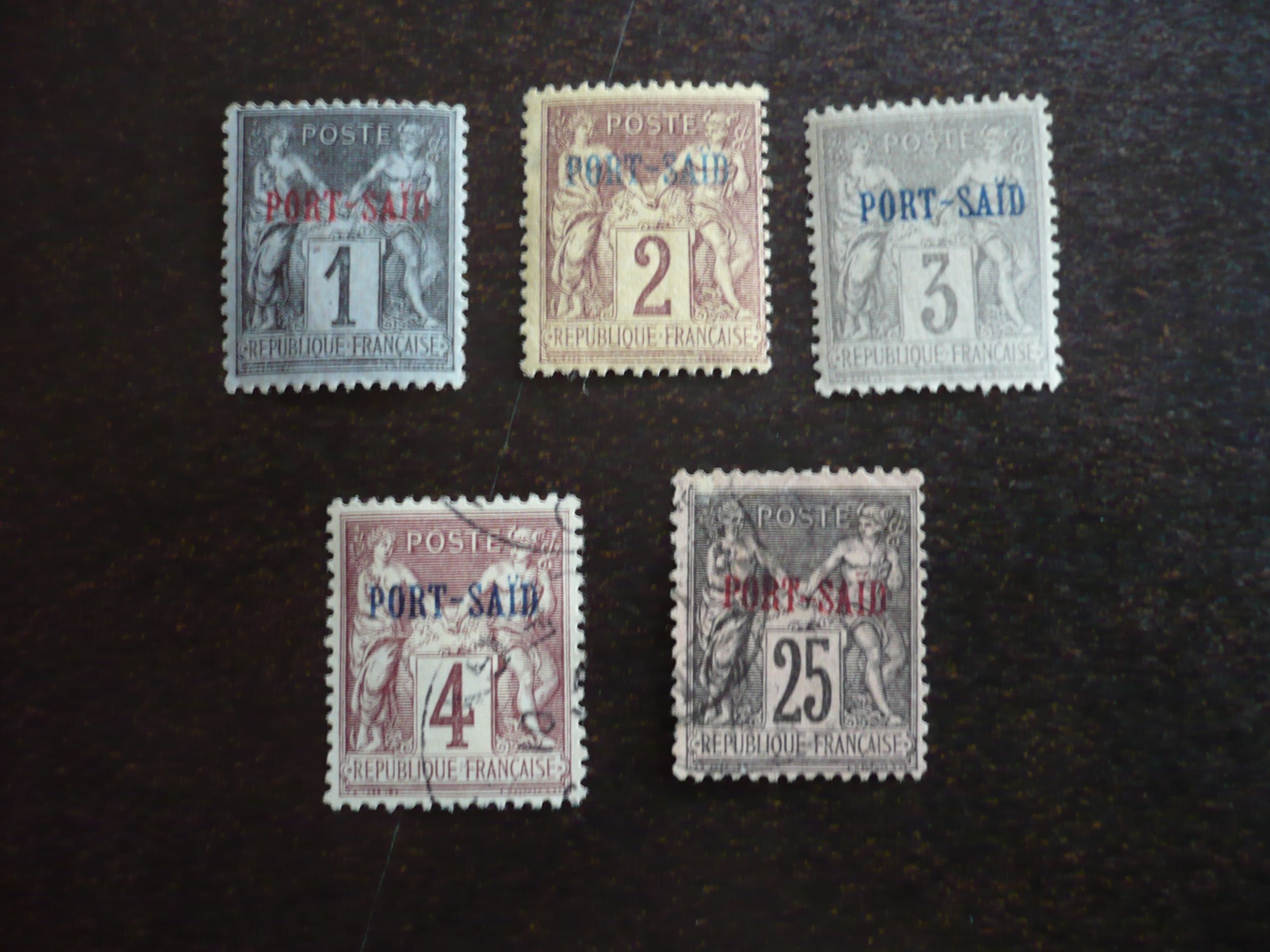 Stamps-French Offices Port Said-Scott# 1-4,9-Mint Hinged & Used Set of ...