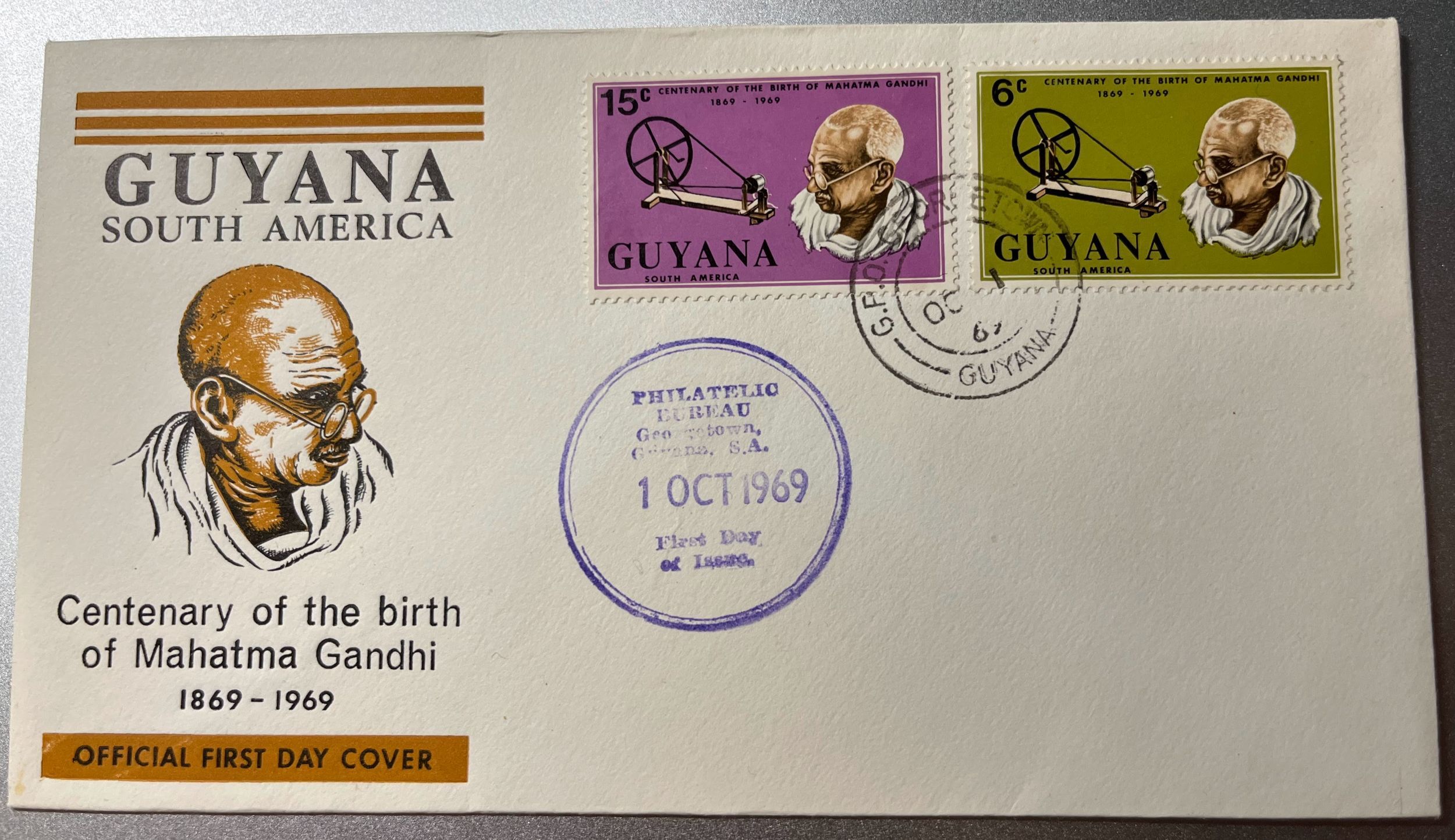 FDC Centenary of the Birth of Mahatma Gandhi -- Guyana | Central ...