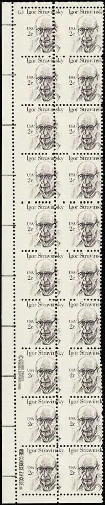 1845, 2¢ Block of 20 ERROR Stamps Which are Misperfed -- Stuart Katz ...