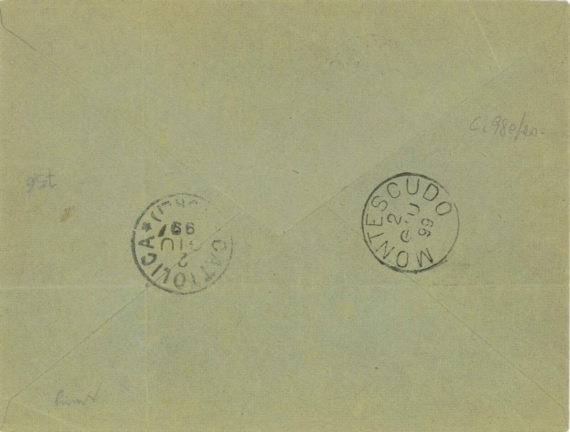 P0311 - SAN Marino - Storia Postale - Busta Raccomandata Tricolore 1899 ...