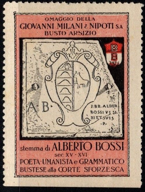 1940 Italy Poster Stamp Alberto Bossi Coat Of Arms Poet Homage To The ...