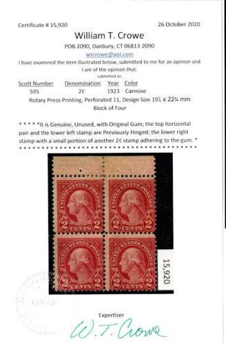 595 Fine OG H, w/Crowe (10/20) CERT, BR sing..MORE.. gg1742 | United ...