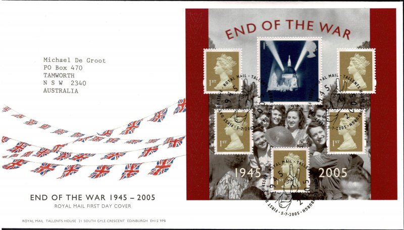 Great Britain 2005 End of the War 1945 Minisheet FDC | Great Britain ...