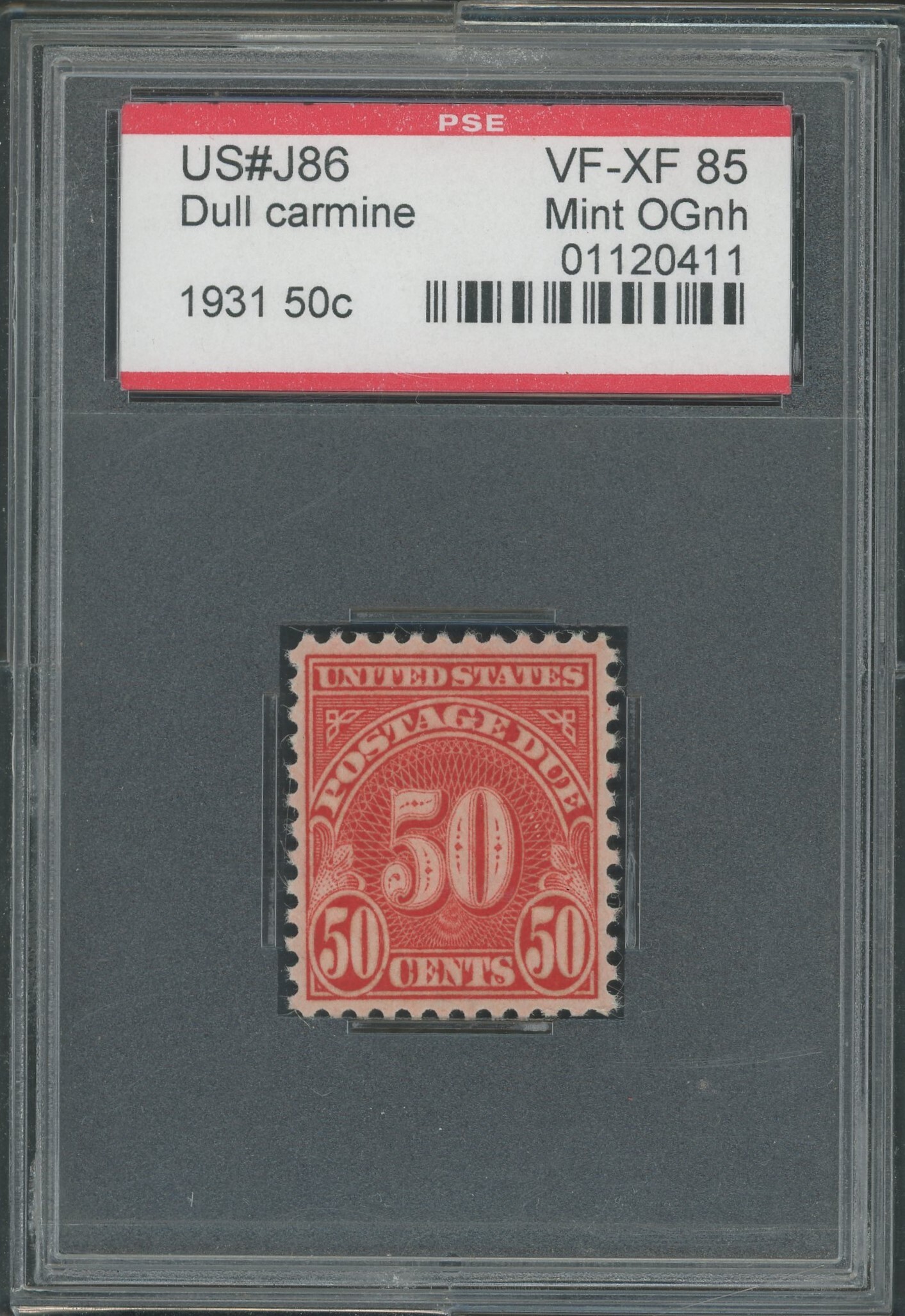 USA J86 - 50 cent Postage Due - PSE Graded slab: VF/XF 85 Mint OGnh ...