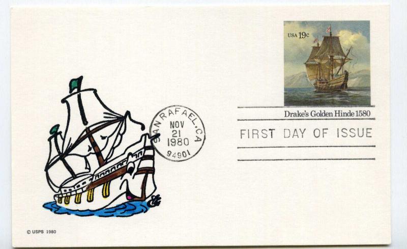 UX86 Drake's Golden Hinde 1580, Animated by Ellis, FDC | United States ...